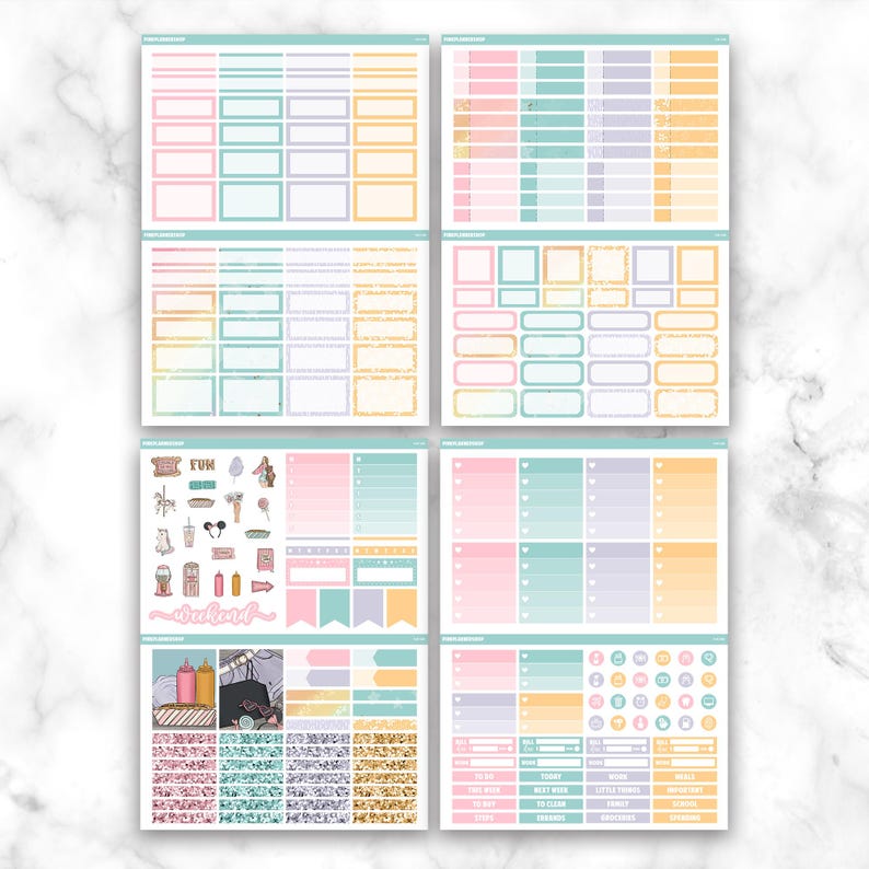 Fun Fair Planner Stickers: Erin Condren Vertical Layout (PNG, Cut Files ...