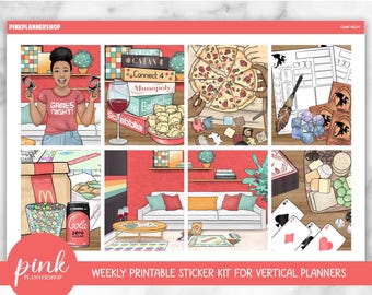 Printable Planner Stickers, Weekly Sticker Kit, Moonlight Gamer, Erin ...
