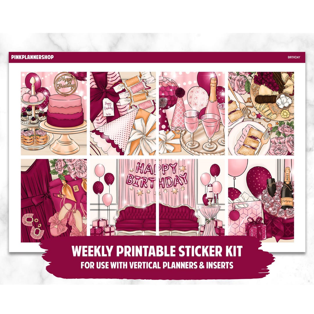 Printable Planner Stickers, Weekly Sticker Kit, Birthday, Erin Condren ...