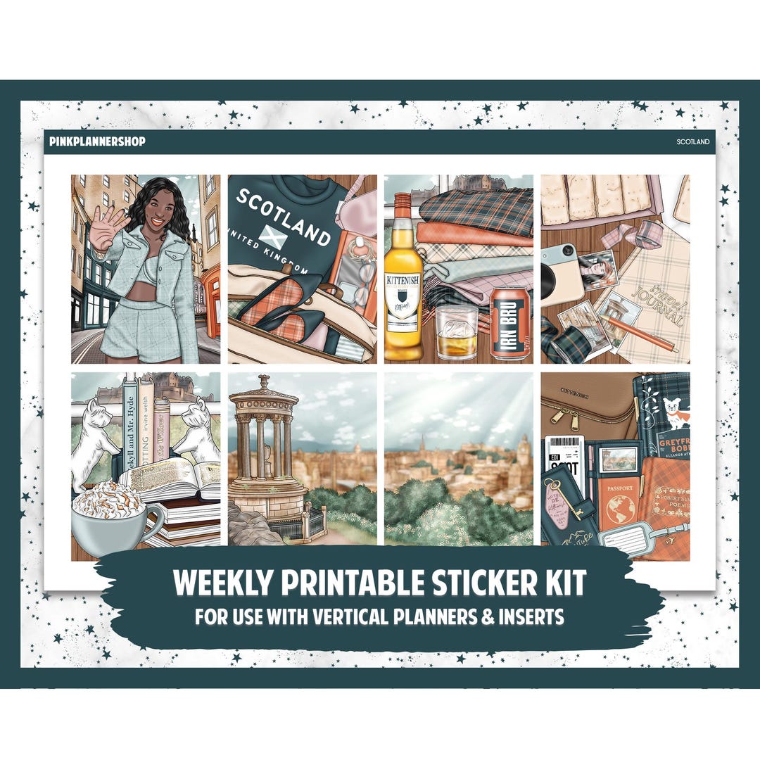 Printable Planner Stickers, Scotland, Weekly Kit, Erin Condren Sticker ...