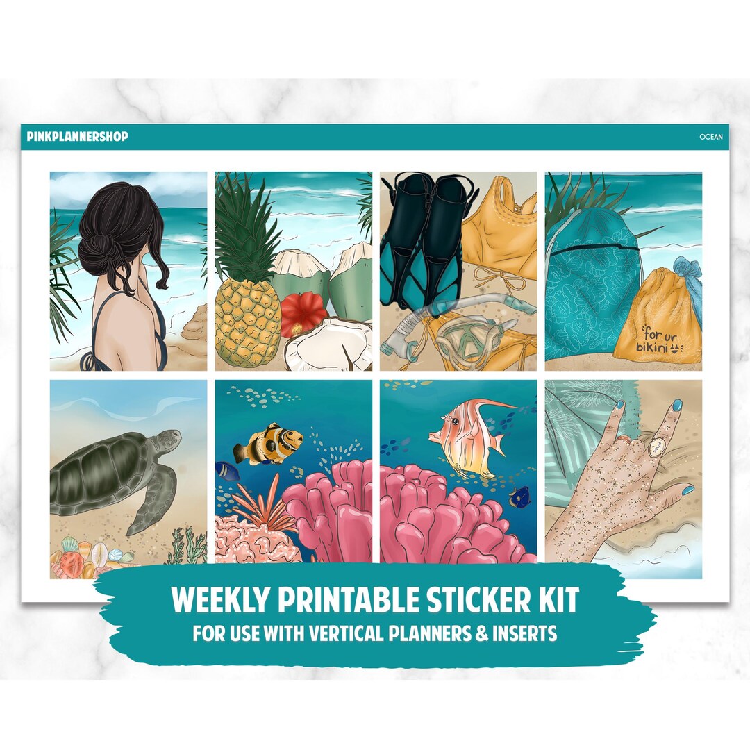 Printable Planner Stickers, Vertical Stickers, Weekly Kit, Erin Condren ...