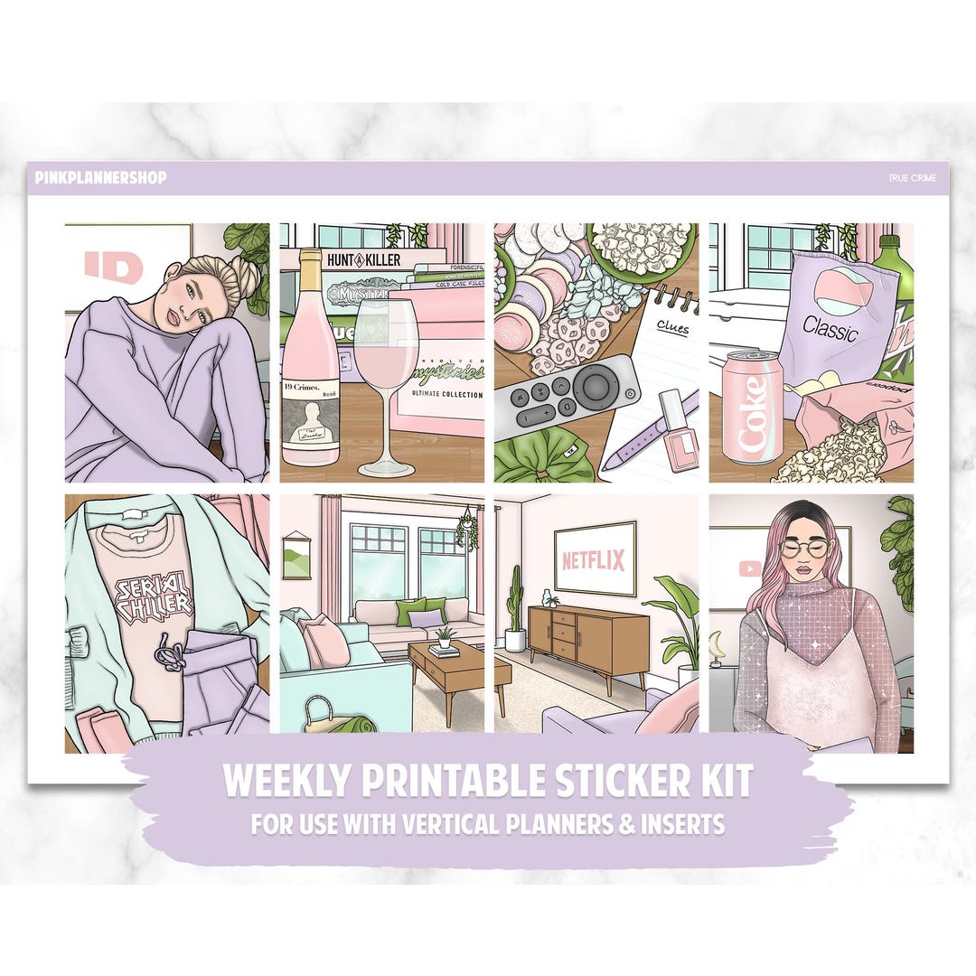 Printable Planner Stickers, Weekly Sticker Kit, True Crime, Erin ...