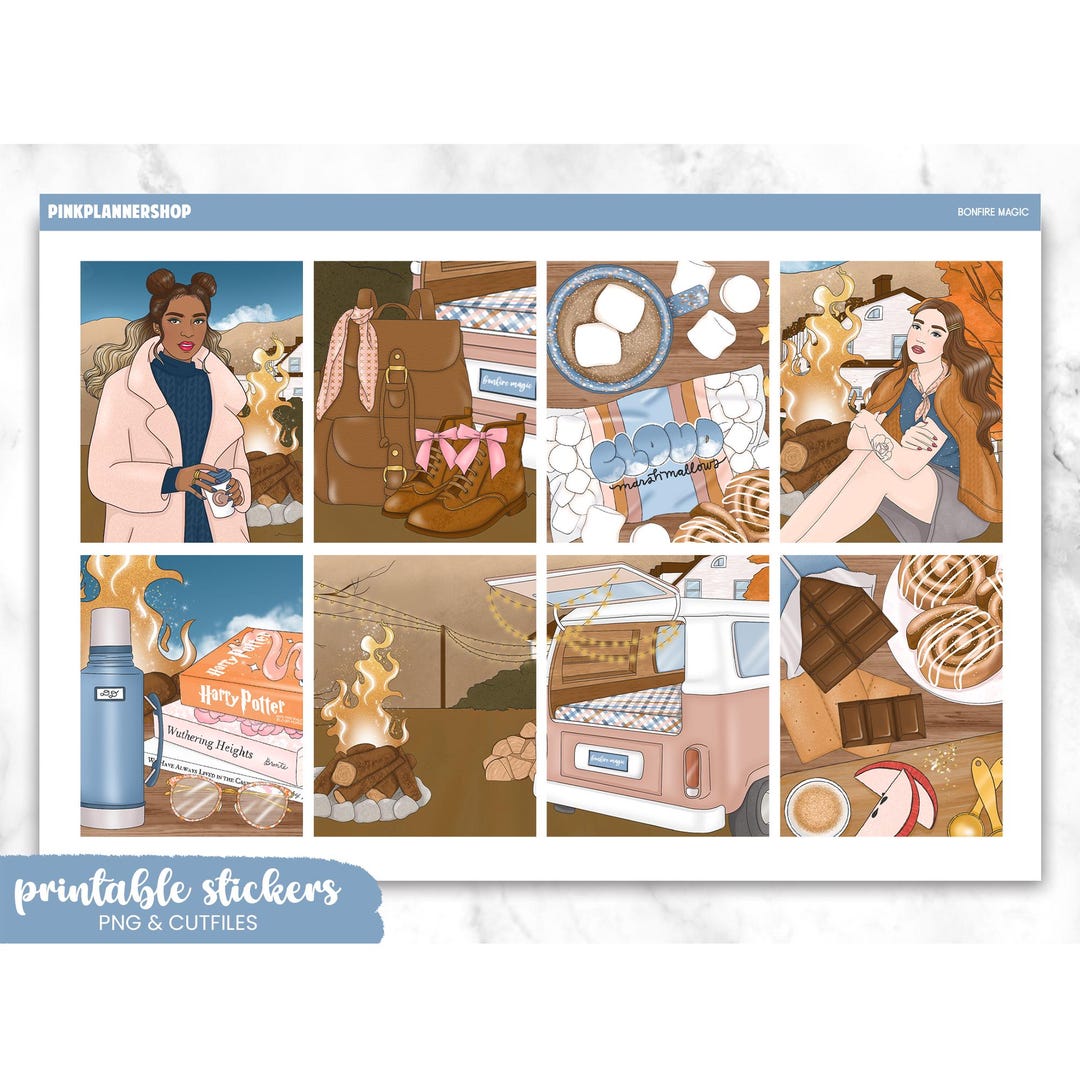 Printable Planner Stickers, Bonfire Magic, Erin Condren, Sticker Sheets ...