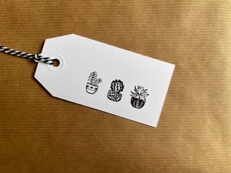 Hand Stamped Gift Tags - Cactus/succulent Plant Design - Choice of ...