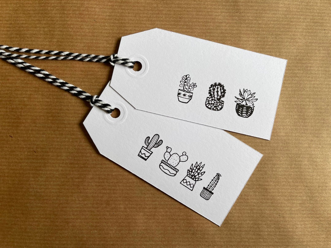 Hand Stamped Gift Tags - Cactus/succulent Plant Design - Choice of ...