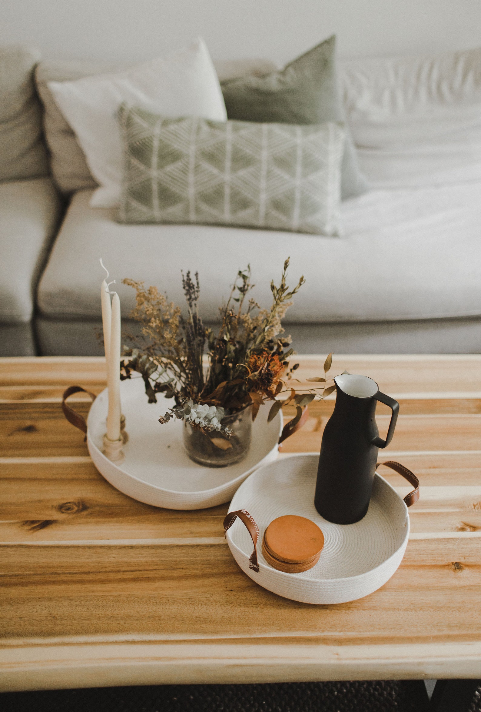 Circle Tray Coffee Table Tray Minimal Tray Coil Basket - Etsy