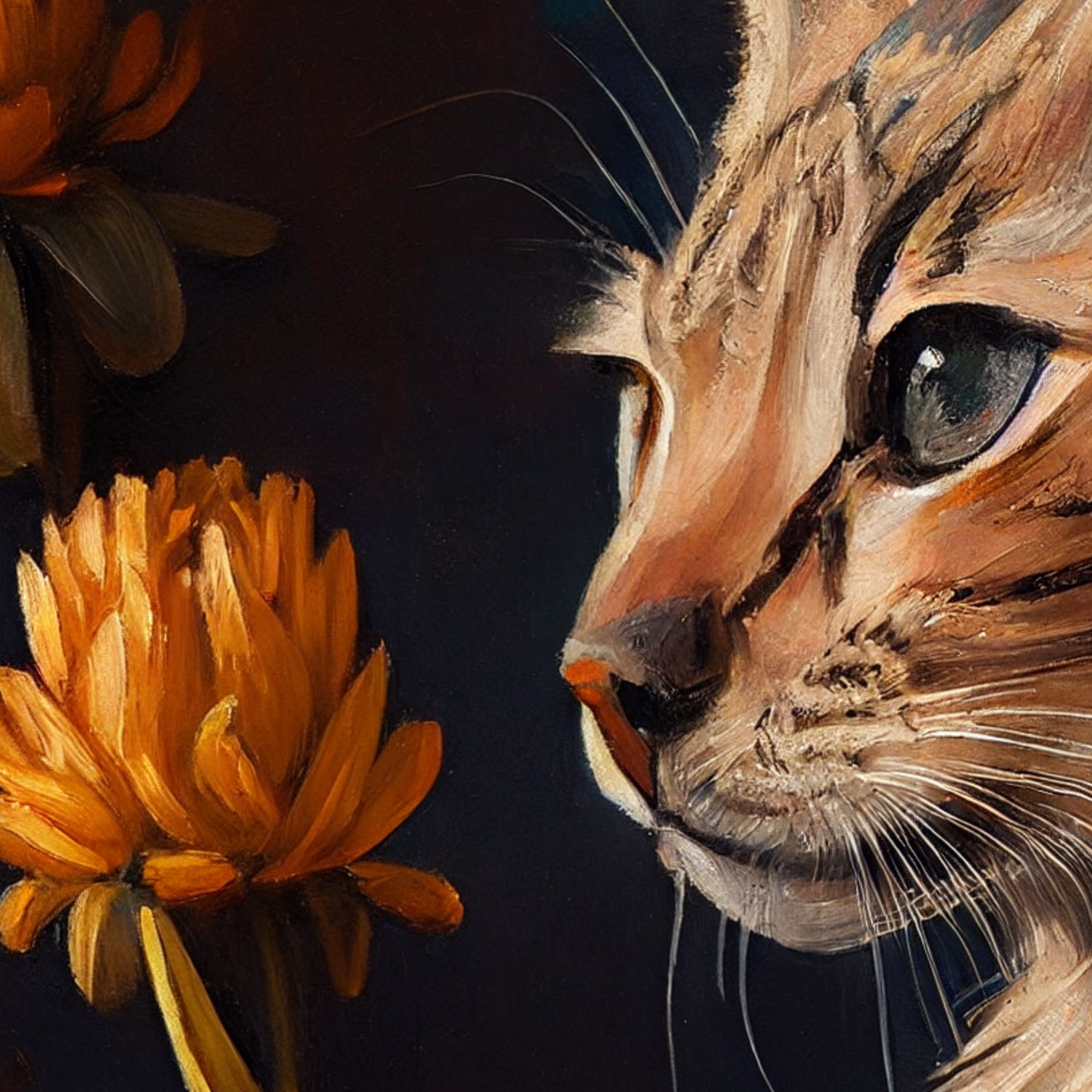 Bengal Cat Art Fine Art Oil Painting for Home Decor Cat Wall Painting ...