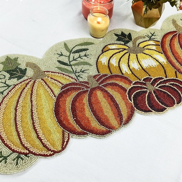 Beaded Pumpkin Table Runner - Etsy