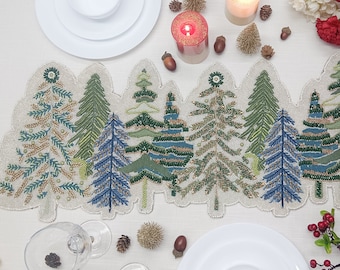 Handmade Beaded Christmas Table Runner: Reindeer Design (13x36 Inch) - Etsy