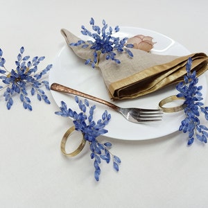 Set of 4 Blue Beaded Napkin Rings - Etsy