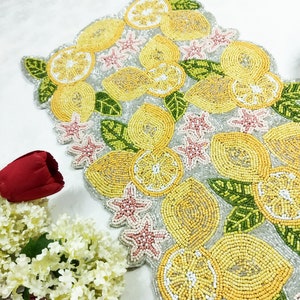Handmade Lemons and Flowers Beaded Runner - Etsy