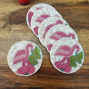 Handmade Flamingo Beaded Coasters - Set of 6 - Etsy