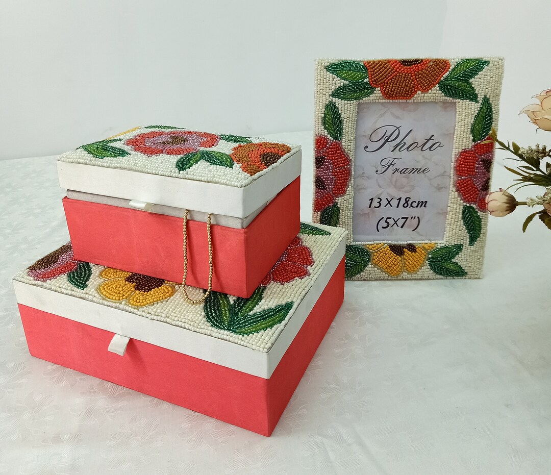 Handmade Floral Beaded Jewelry Box - Etsy