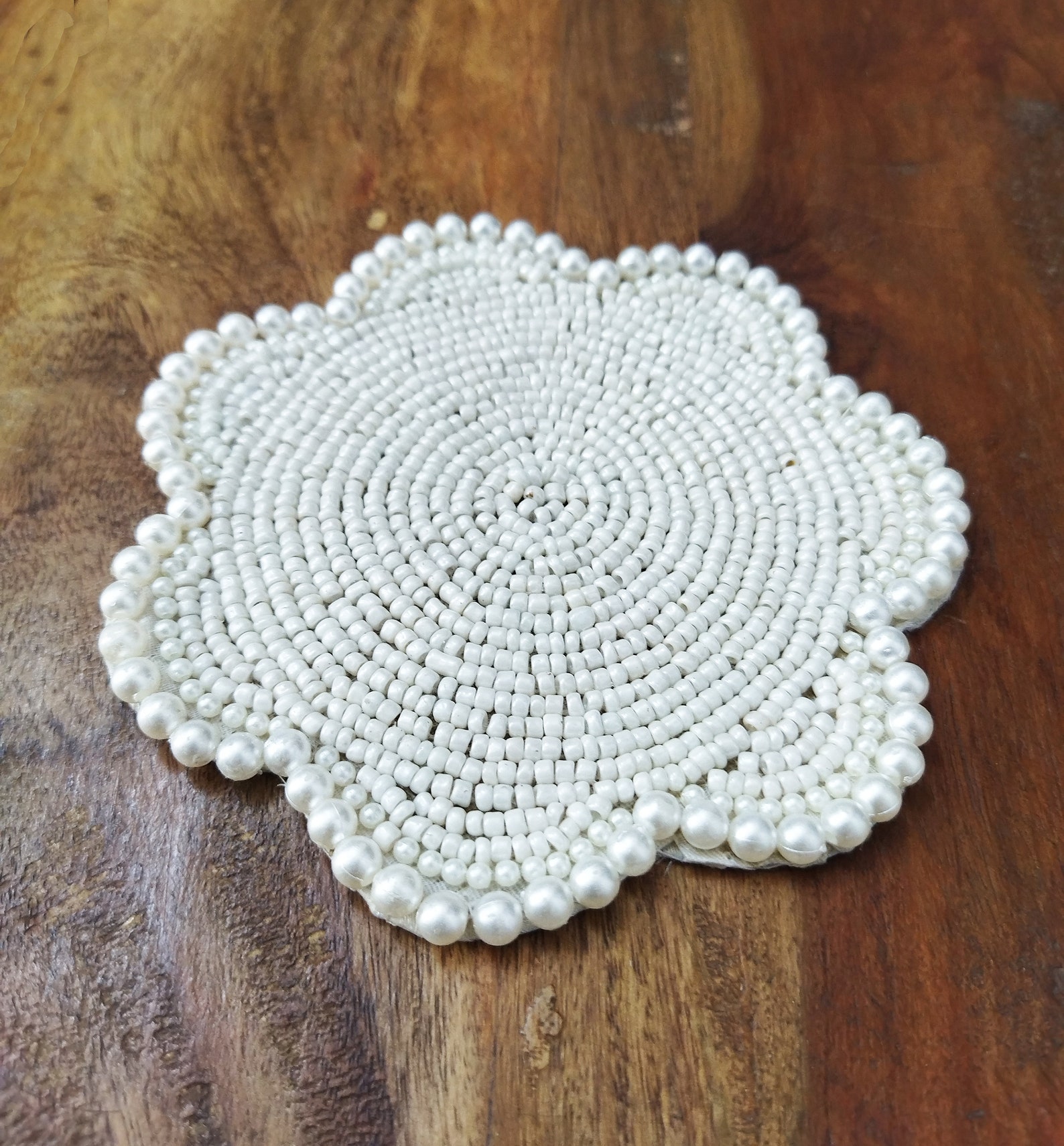 Handmade Off-white Pearl Beaded Coasters - Set of 6 - Etsy