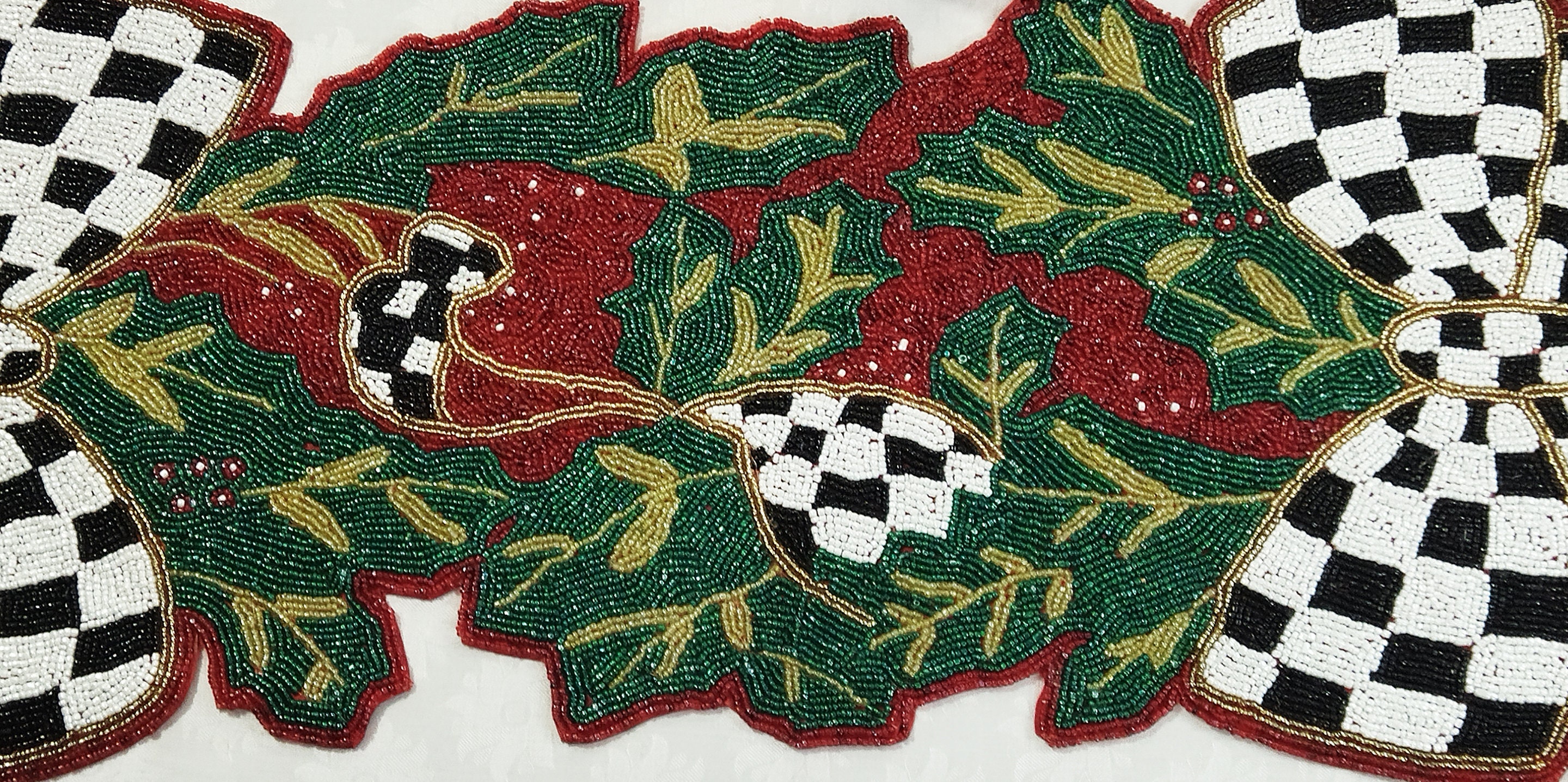 Handmade Christmas Black and White Bow Tie Beaded Table Runner - Etsy