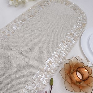 Handmade Mother of Pearls Beaded Table Runner. Matching Placemats Are ...