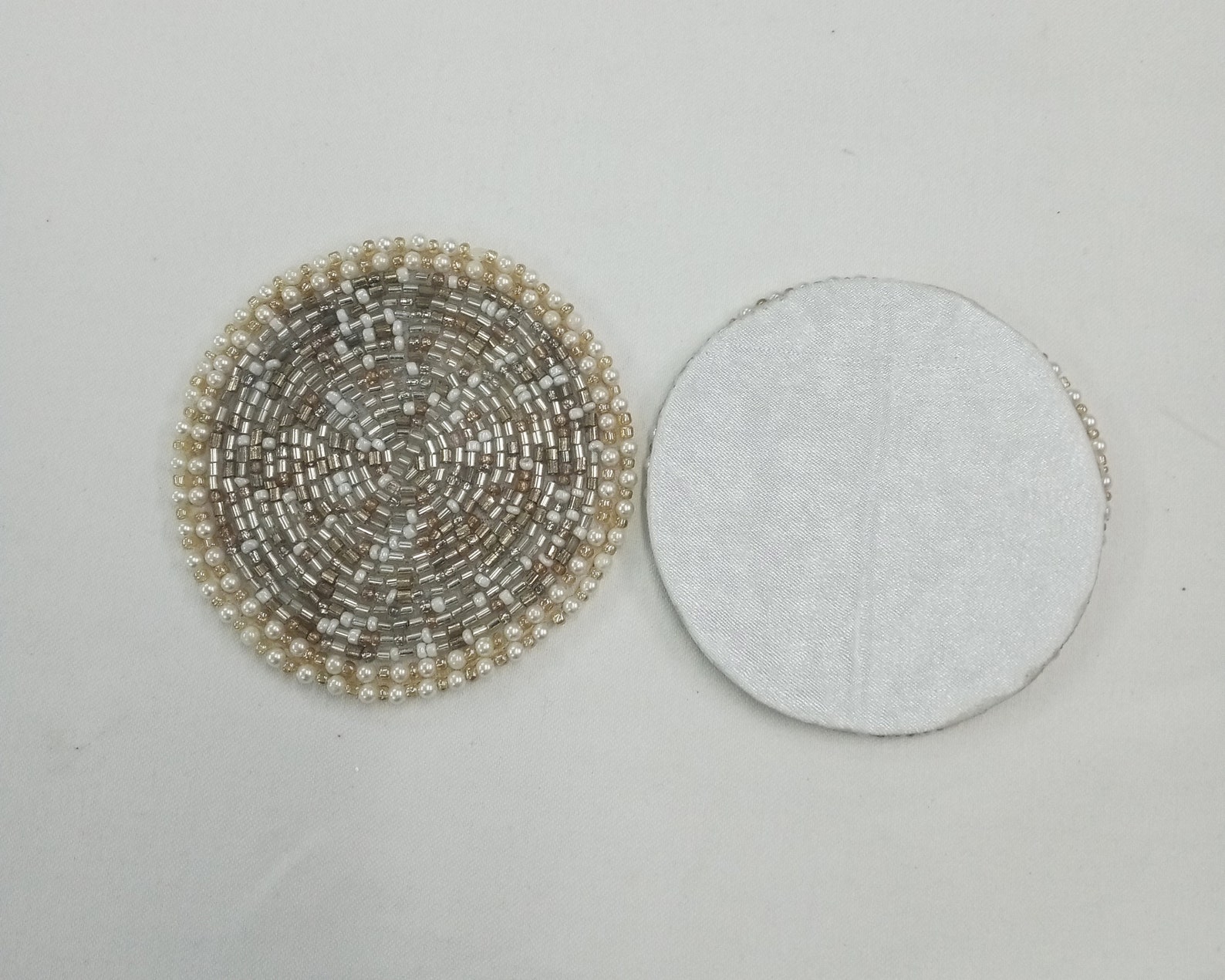 Handmade Off-white and Gold Round Beaded Coasters - Set of 6 - Etsy