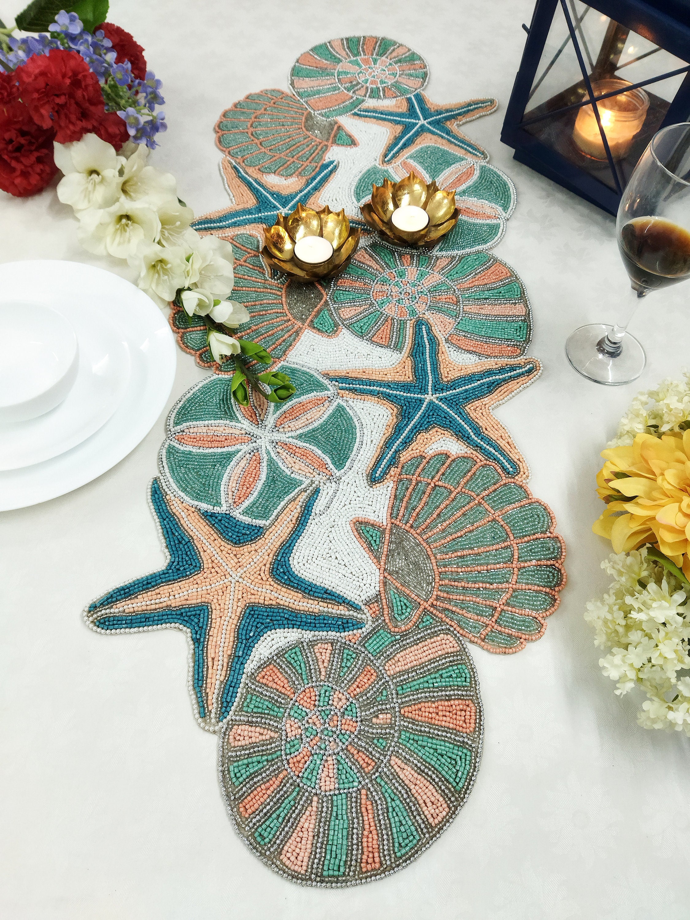 Starfishes and Shells Handmade Beaded Runner - Etsy