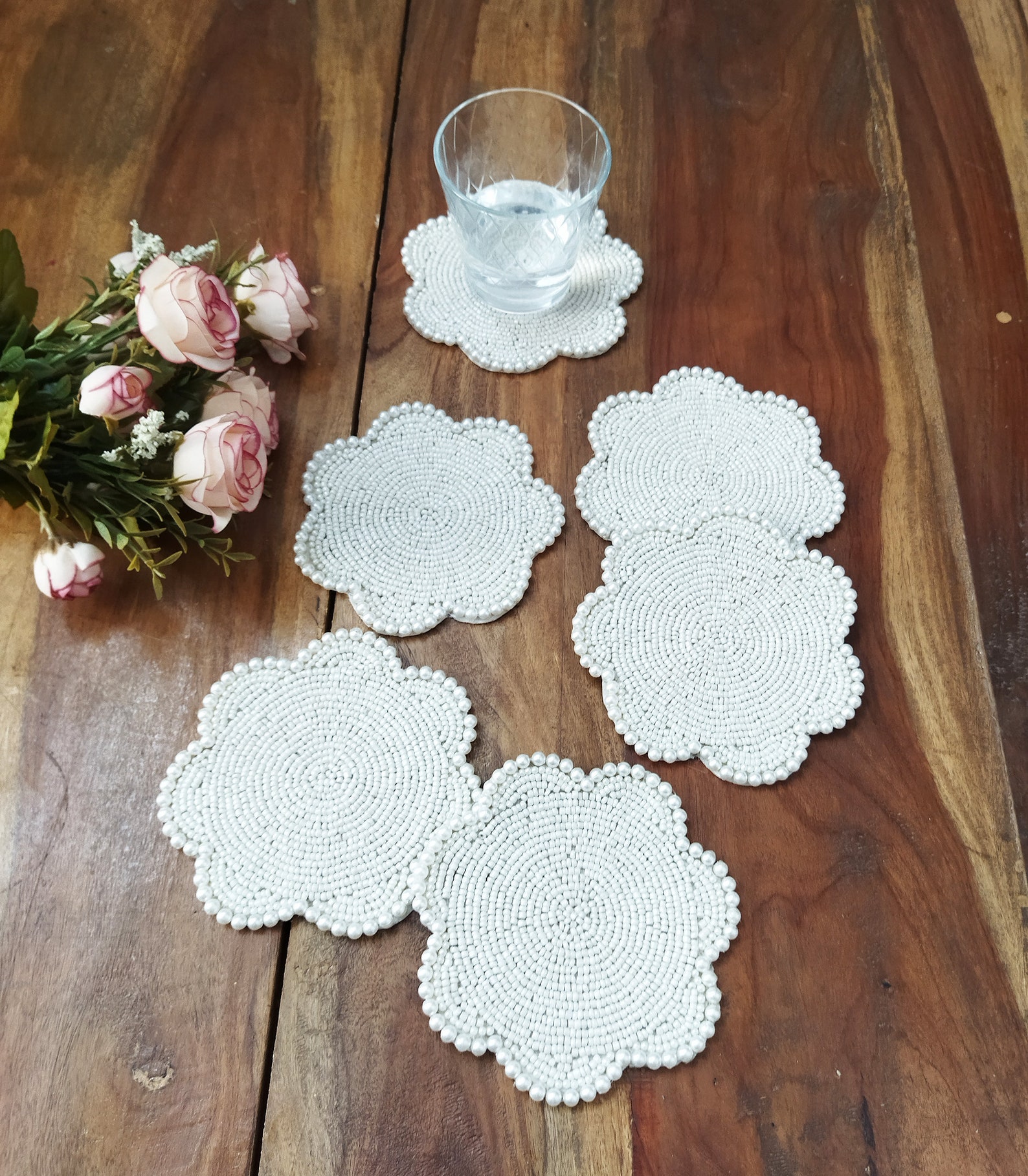 Handmade Pearls Beaded Table Runner, Matching Placemats and Coasters ...
