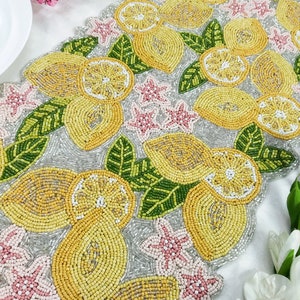 Handmade Lemons and Flowers Beaded Runner - Etsy