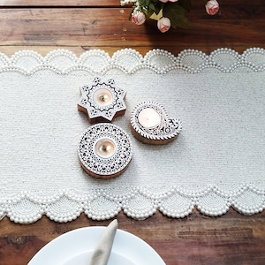 Handmade Pearls Beaded Table Runner, Matching Placemats and Coasters ...