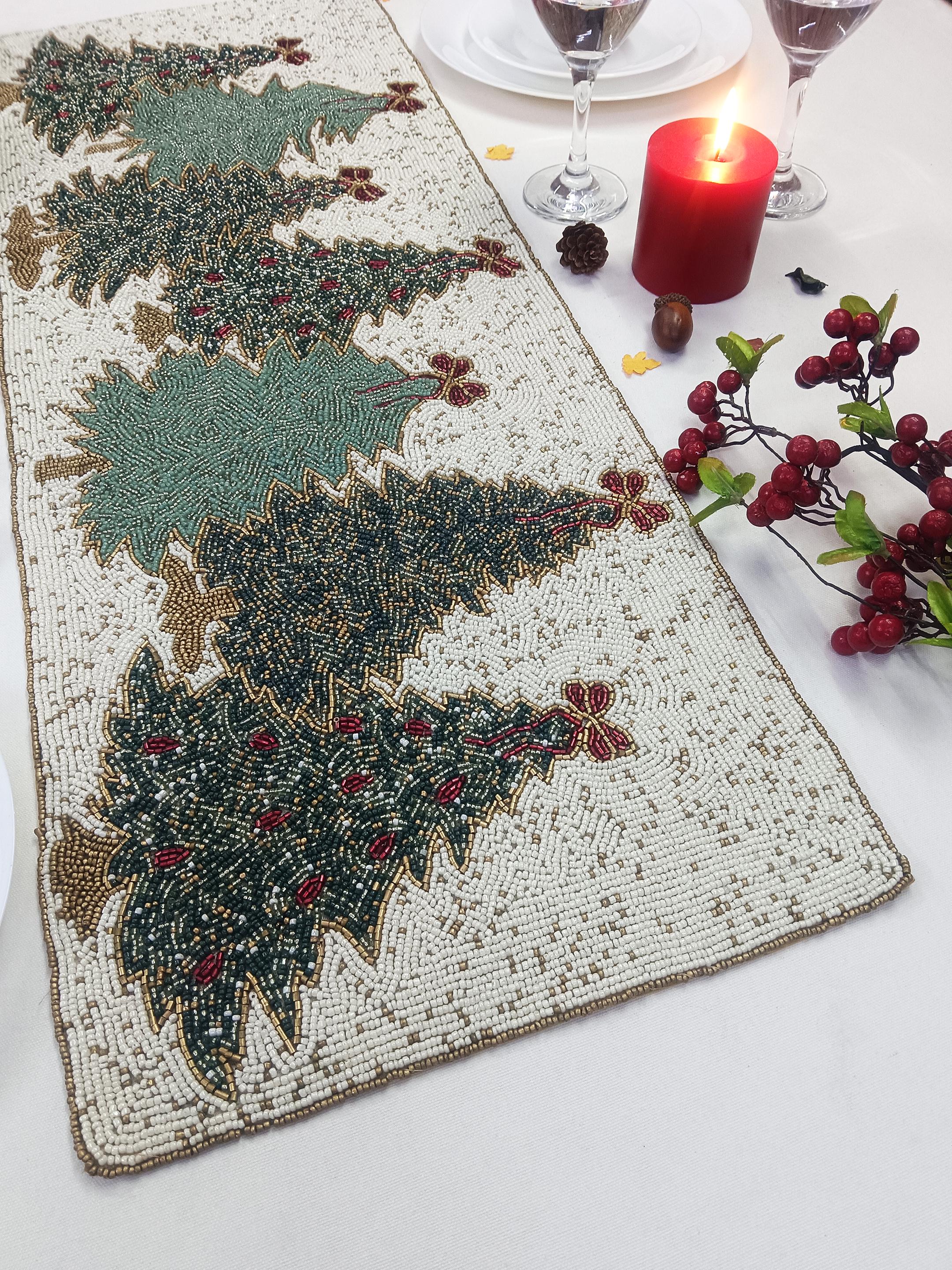 Handmade Beaded Christmas Trees Table Runner - Etsy