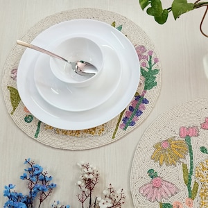 Handmade Bunny Beaded Table Placemat. Easter Table Décor - Etsy