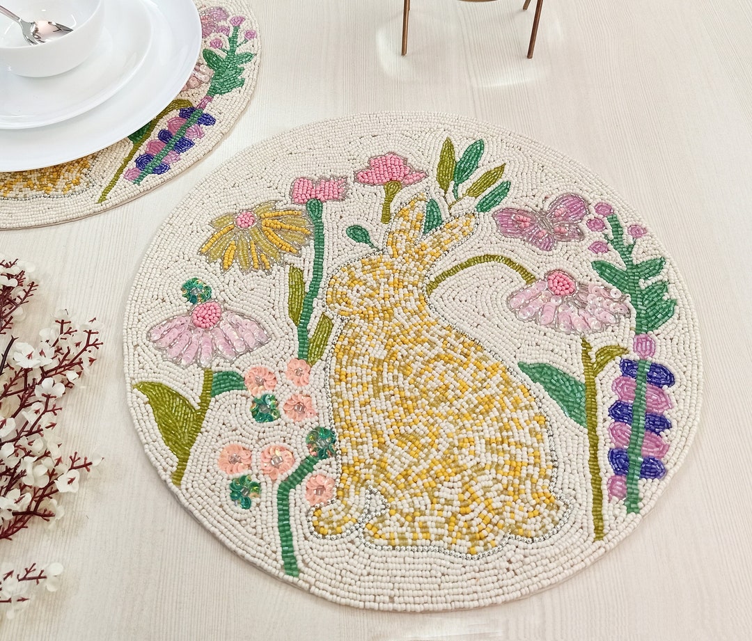 Handmade Bunny Beaded Table Placemat. Easter Table Décor - Etsy