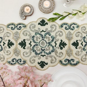 Blue Flower Mandala Handmade Beaded Table Runner - Etsy