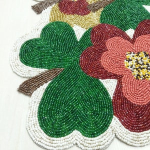 Handmade Green and Red Clover Leaves Beaded Table Runner - Etsy