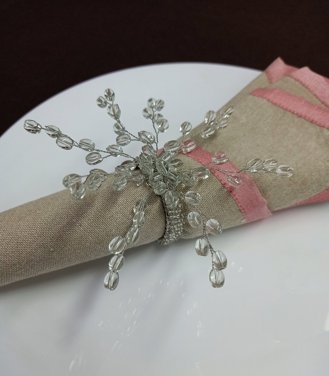 Set of 4 Watercolor Beaded Napkin Rings - Etsy