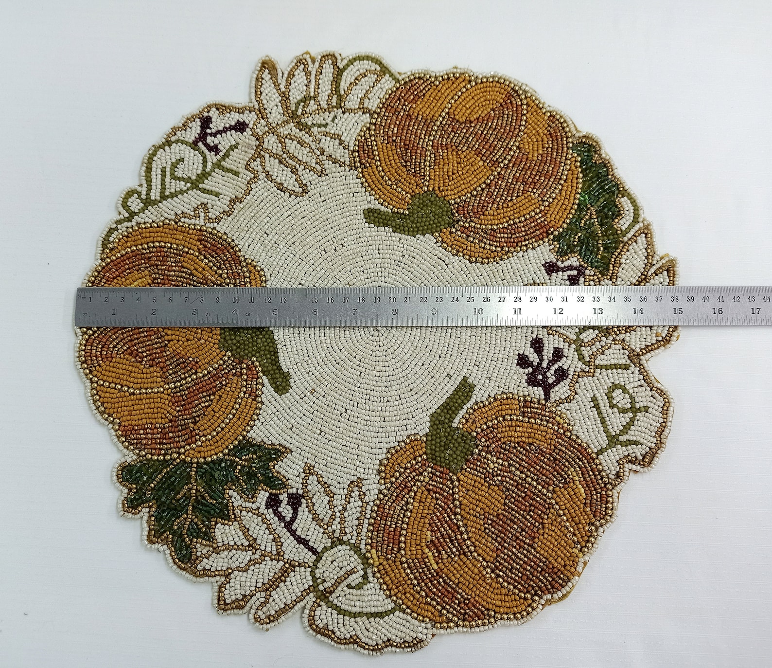 Handmade Pumpkin Beaded Round Placemat - Etsy