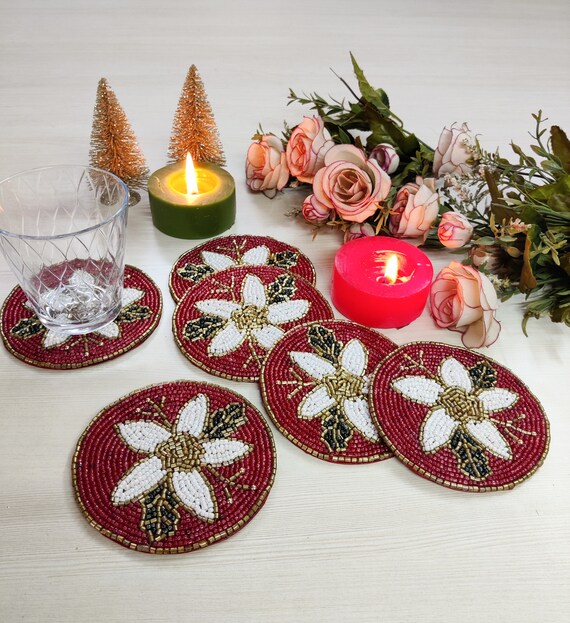 Red round coasters store
