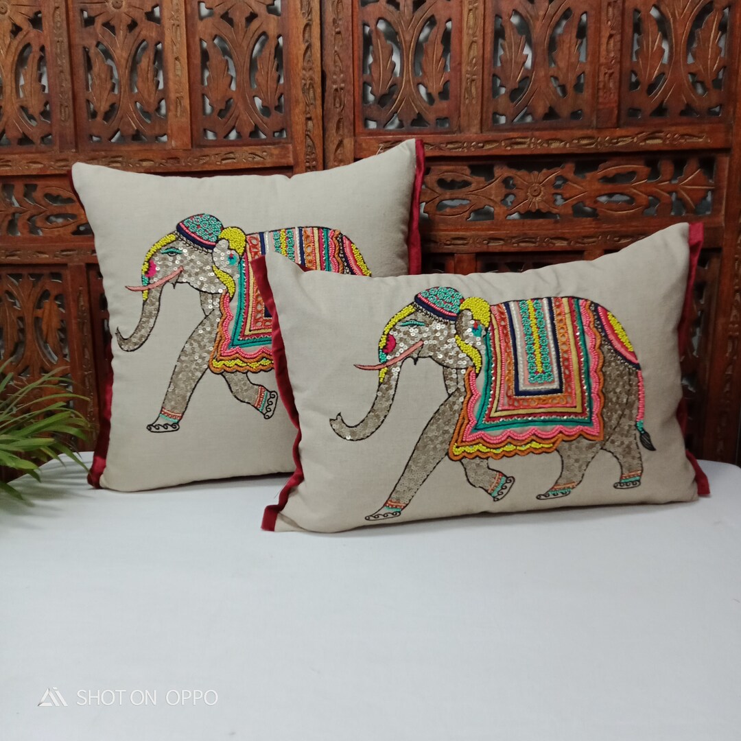 Handmade Majestic Elephant Cushion Cover - Etsy