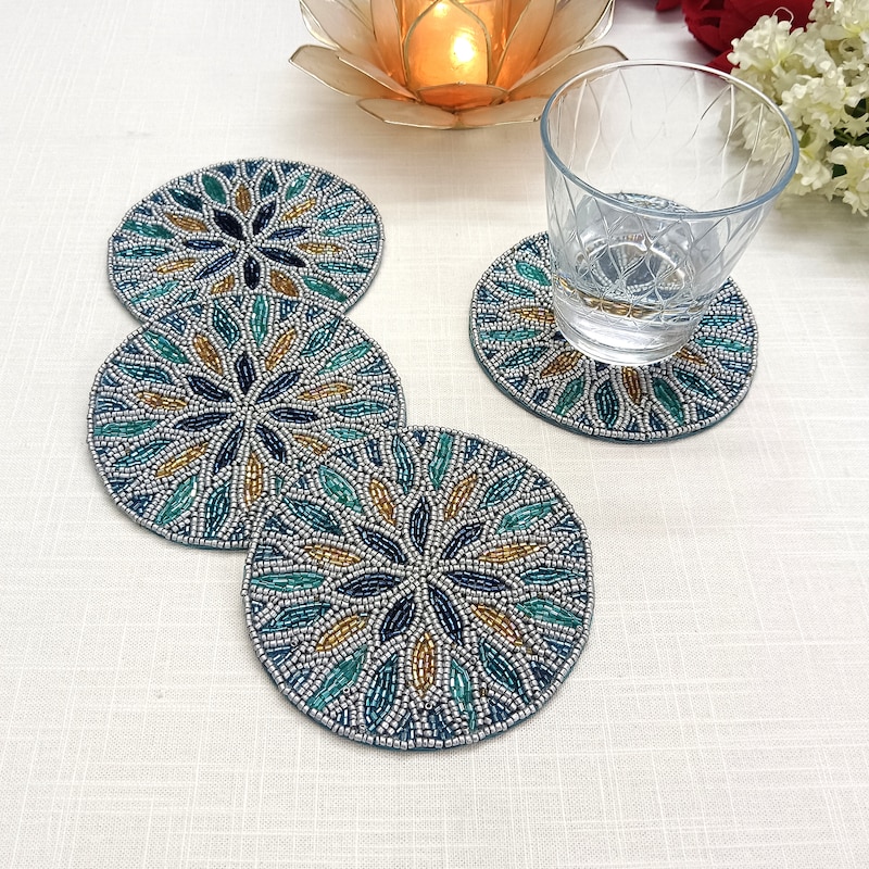 Blue Coaster Set - Etsy