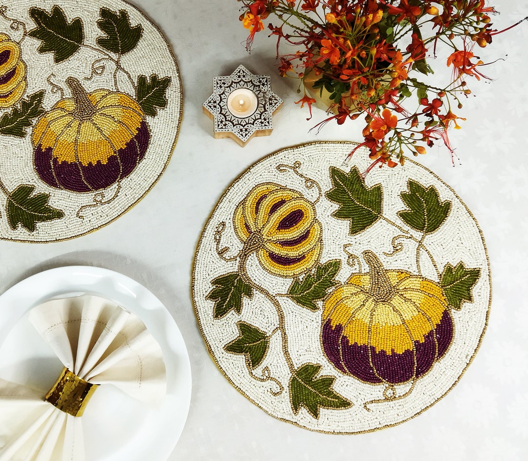 Handmade Pumpkins Beaded Round Placemat - Etsy