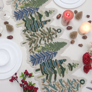 Handmade Beaded Christmas Trees Table Runner - Etsy