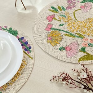 Handmade Bunny Beaded Table Placemat. Easter Table Décor - Etsy