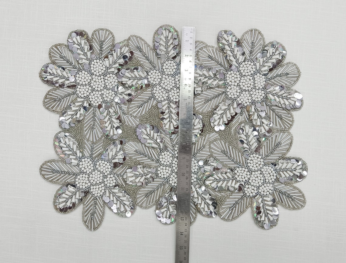 Silver Handmade Beaded Placemat. - Etsy
