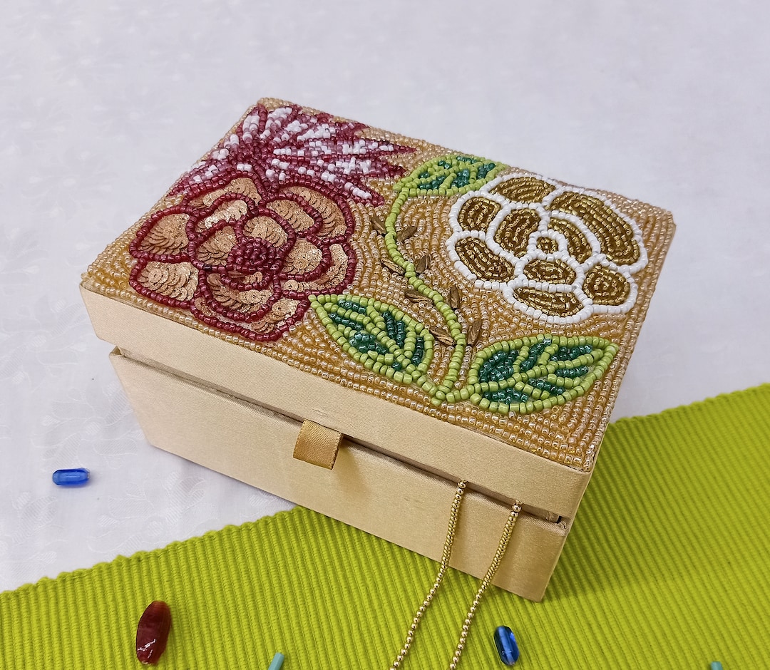 Floral Beaded Handmade Jewellery Box - Etsy