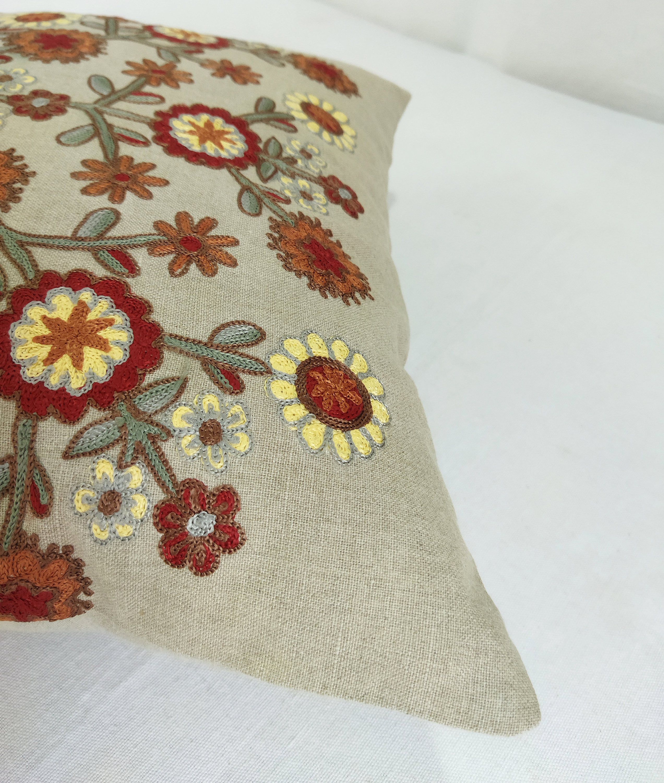 Handmade crewel embroidered pillow cover | Etsy