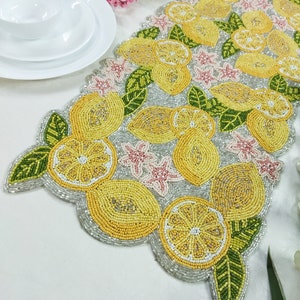 Handmade Lemons and Flowers Beaded Runner - Etsy