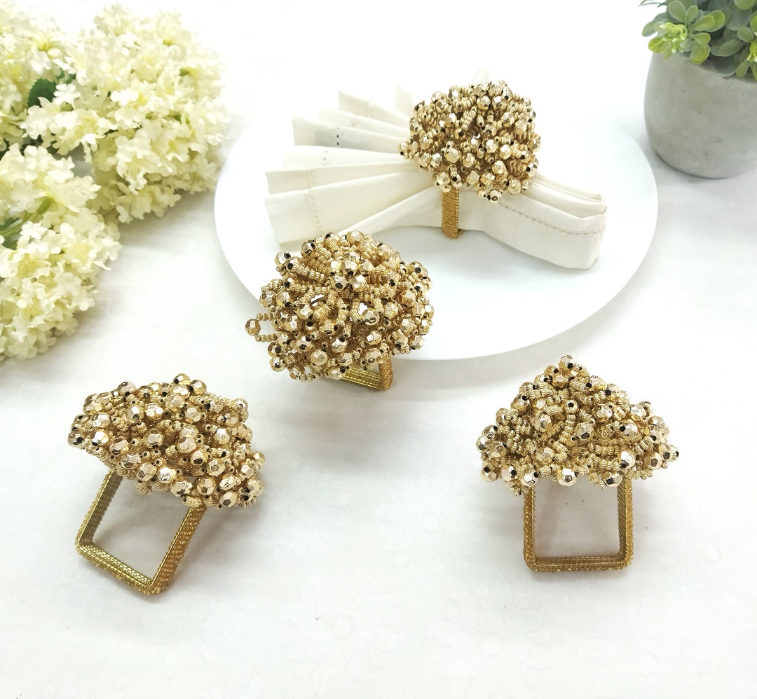 Gold Handmade Napkin Rings. A Set of 4 Napkin Rings. - Etsy