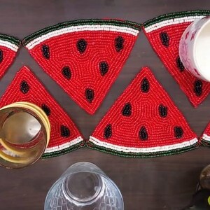 Handmade Water Melon Beaded Coasters - Set of 6/8 - Etsy