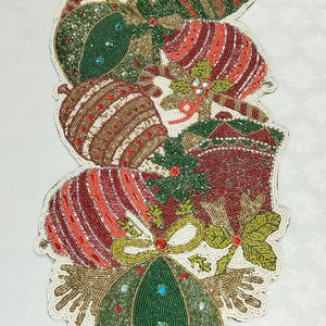 Handmade Christmas Beaded Table Runner, Holiday Table Decor - Etsy