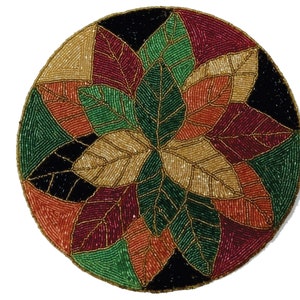 Handmade Leaf Beaded Placemat - Etsy