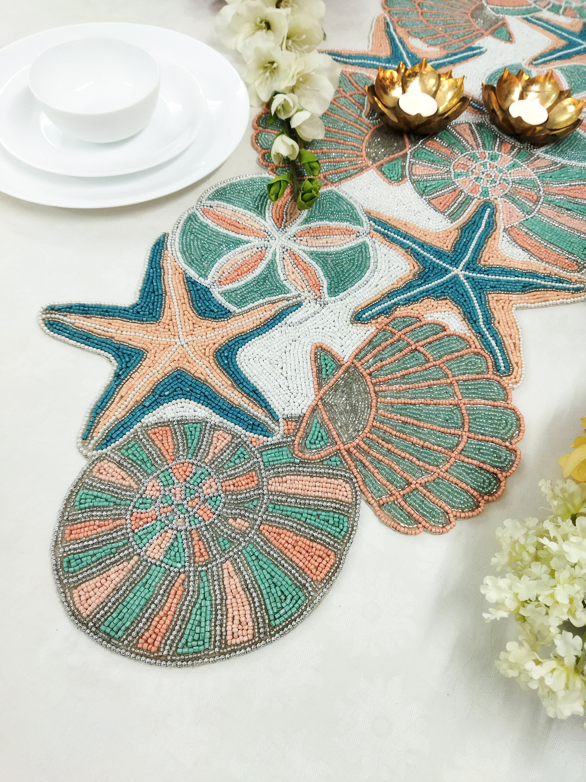 Starfishes and Shells Handmade Beaded Runner - Etsy