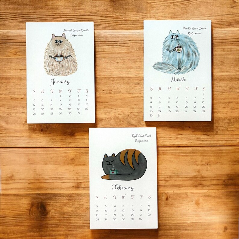 2025 Desk Calendar, Mini Desk Calendar With Cats, Gift for Cat Lovers ...