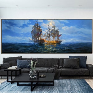 Night Sail Ship Oil Painting Original by Alexander Shenderov - Etsy