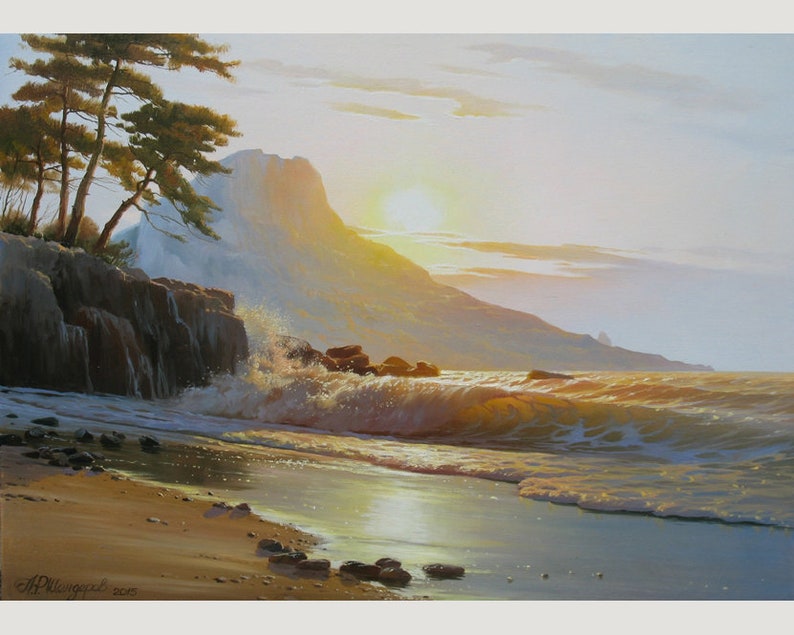 Sunrise Oil Painting by Alexander Shenderov Large Painting Canvas ...